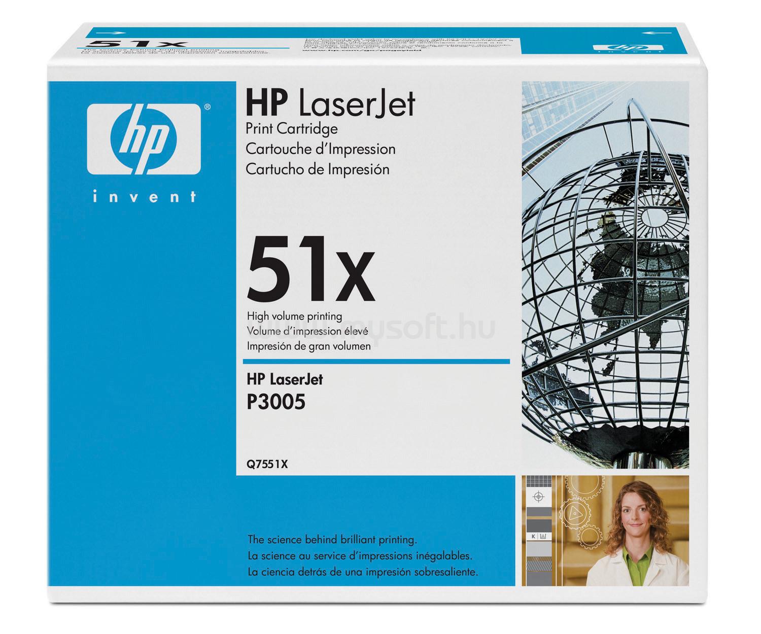 HP LaserJet Q7551X 51X festékkazetta, fekete (13 000 oldal) (Q7551X ...
