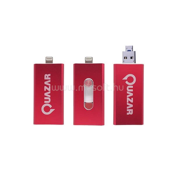 QUAZAR i-Storer Pendrive 64GB USB3.0+Lightning+MicroUSB (piros) (QZR ...