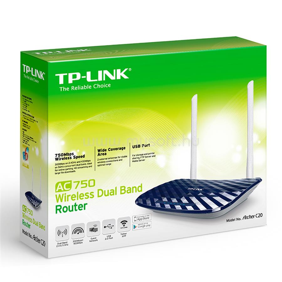TP-LINK AC750 Dual Band Wireless Router (ArcherC20) | Router | hálózat ...